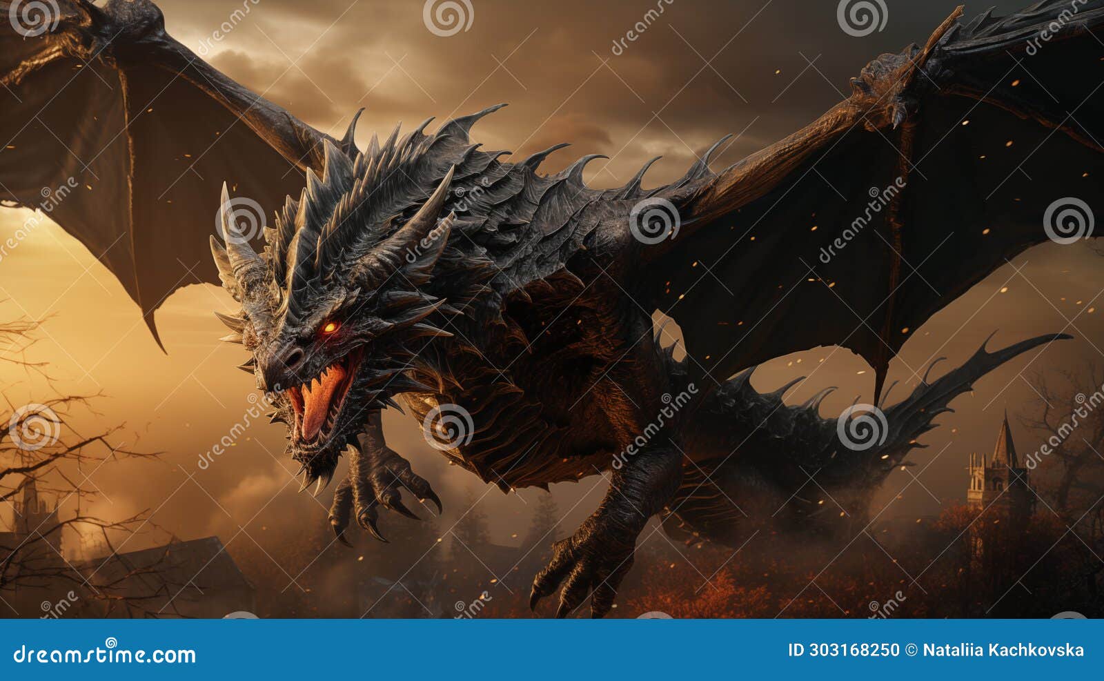 Big angry dragon stock photo. Image of mythology, monster - 303168250
