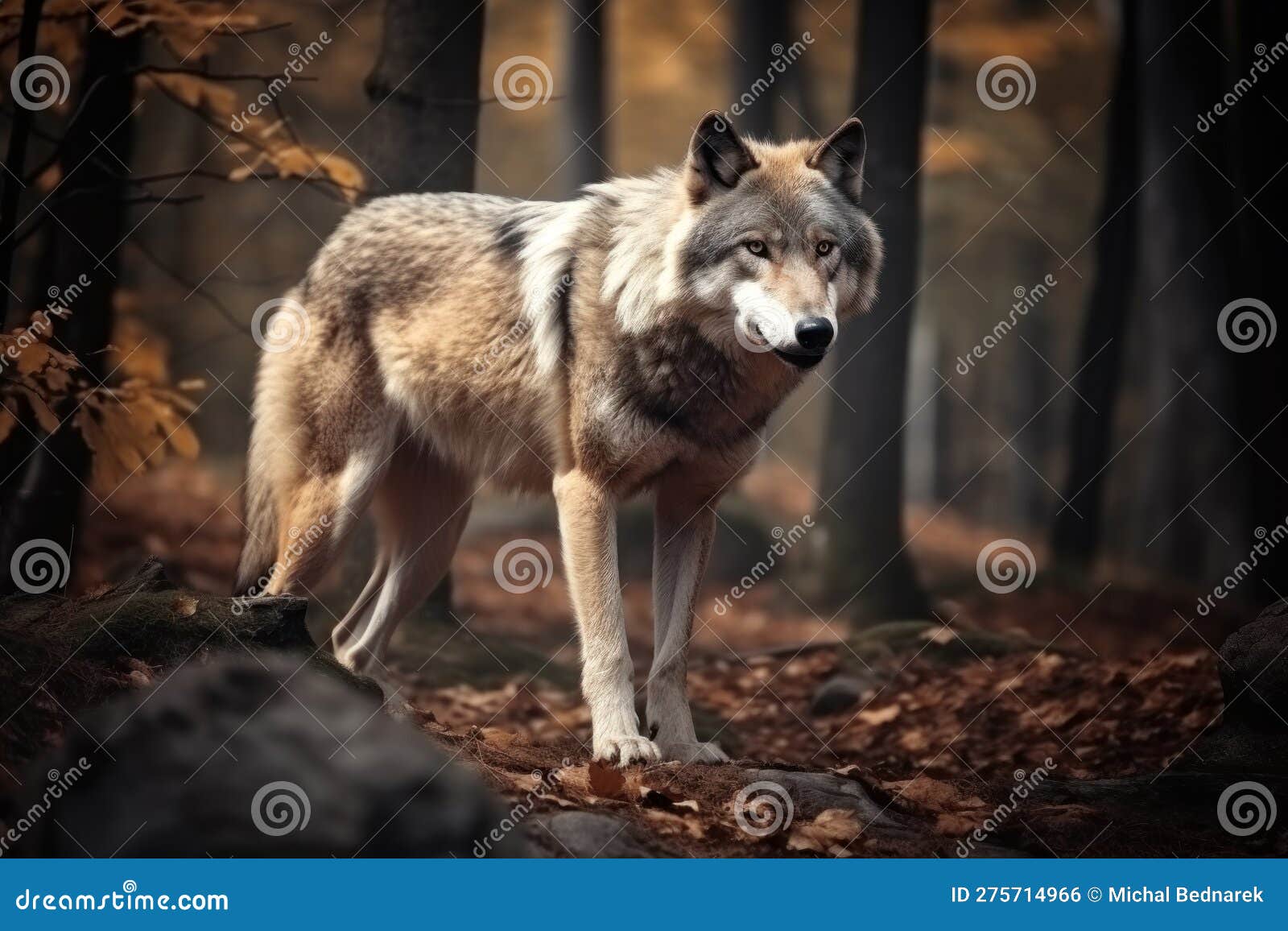 Big, Angry and Hungry Wolf in the Forest. Generative AI Stock ...