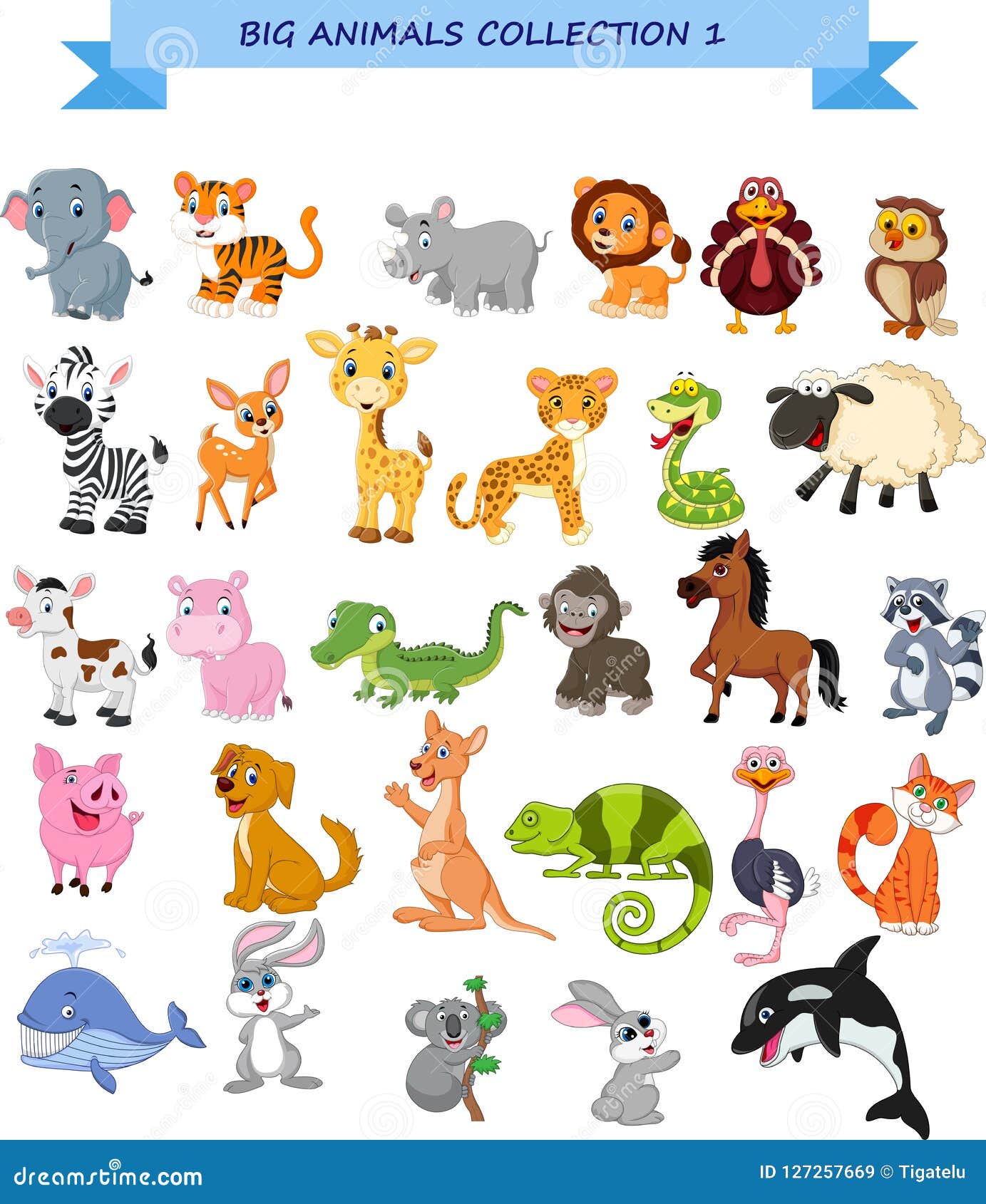 Big animals collection set stock vector. Illustration of elephant ...