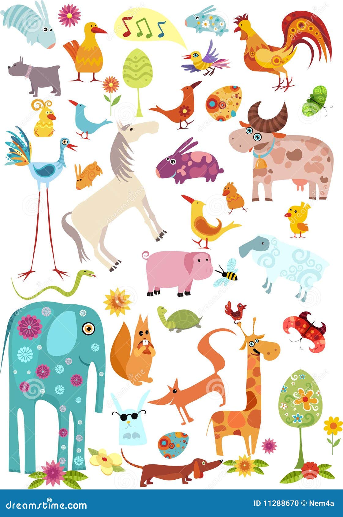 Big animals set stock vector. Illustration of celebration - 11288670