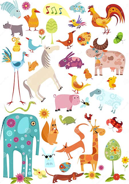 Big animals set stock vector. Illustration of celebration - 11288670