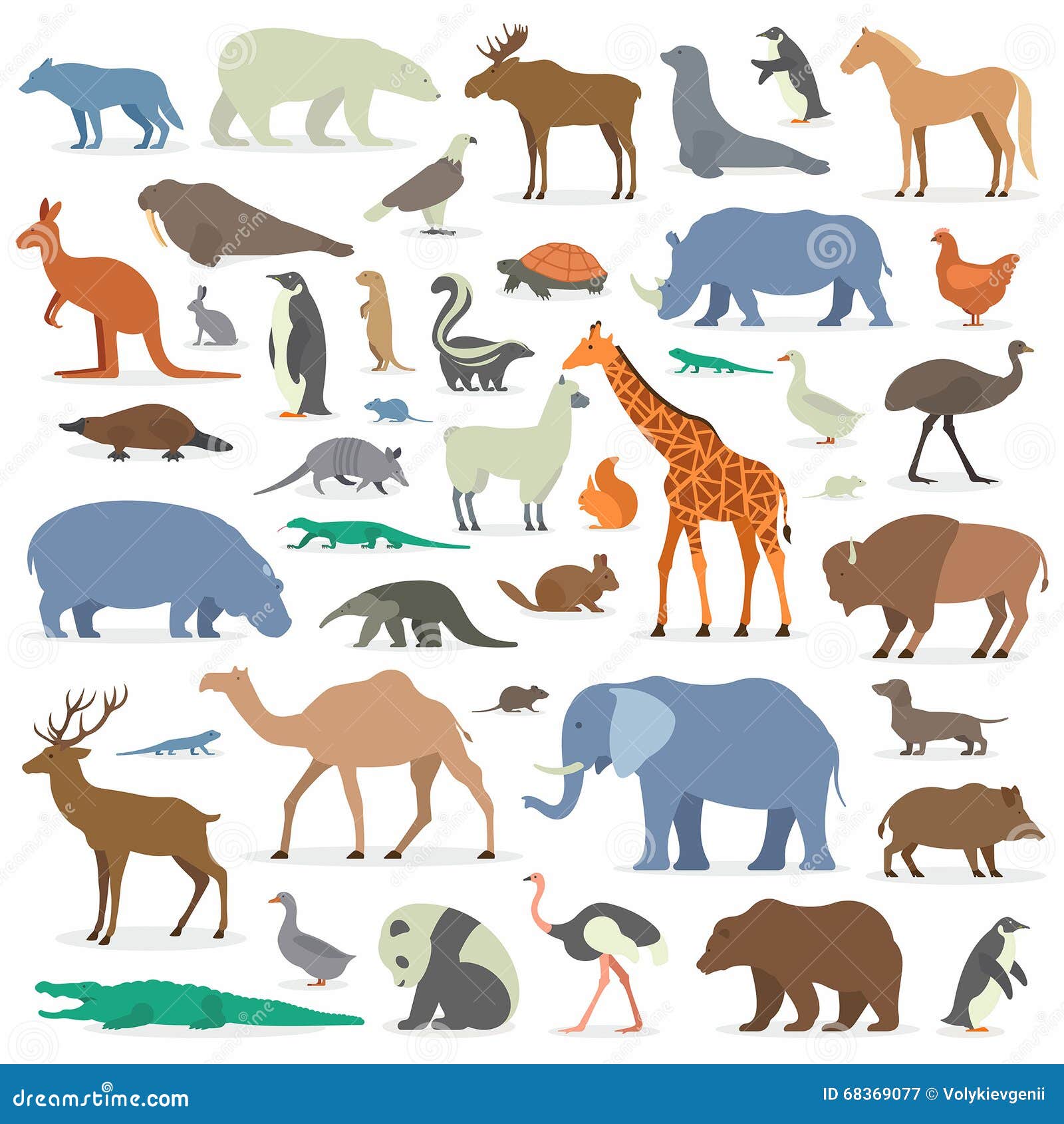 Big Animals Set stock vector. Illustration of education - 68369077