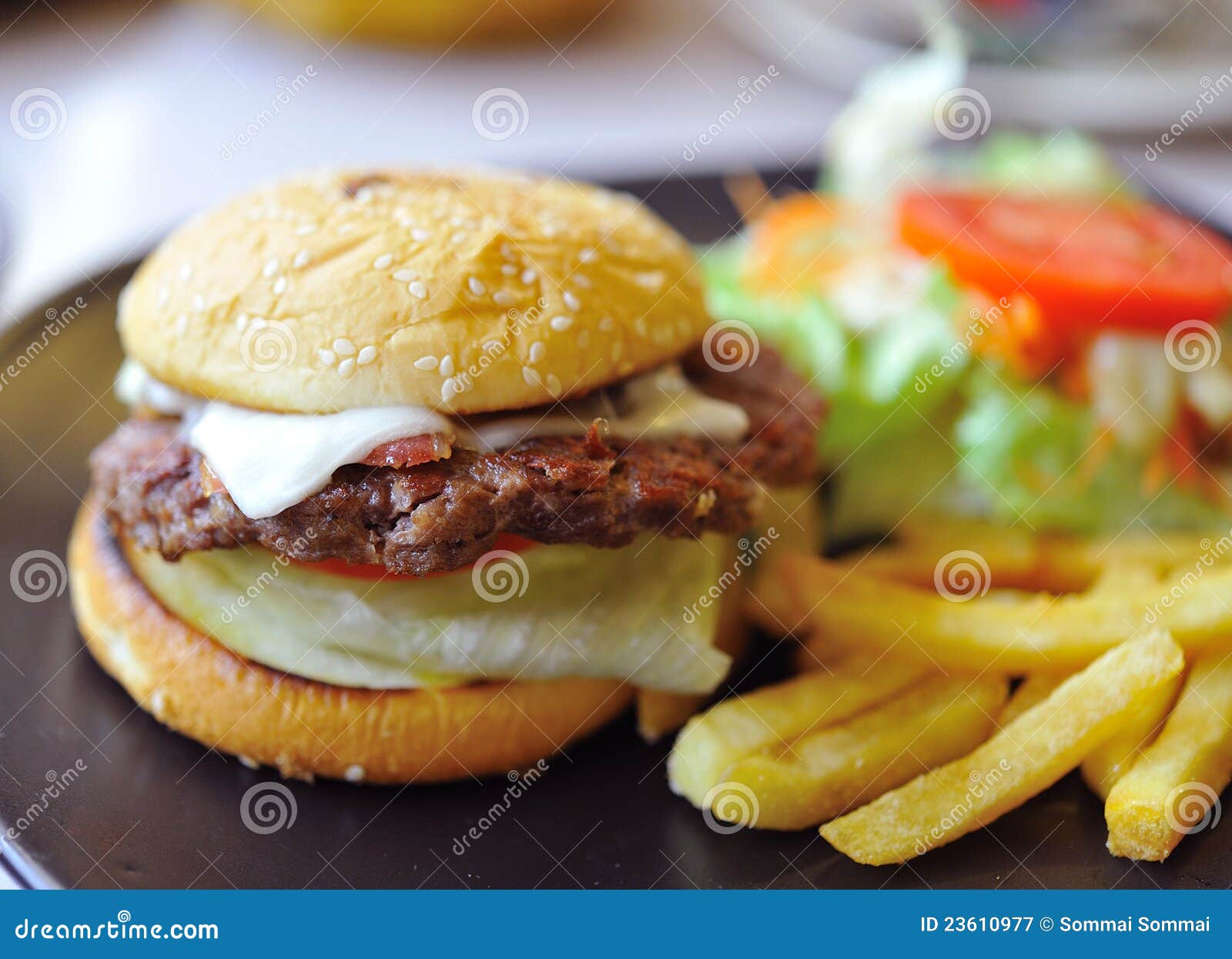 Big Appetizing Fast Food Sandwich with Lettuce, To Stock Image - Image ...