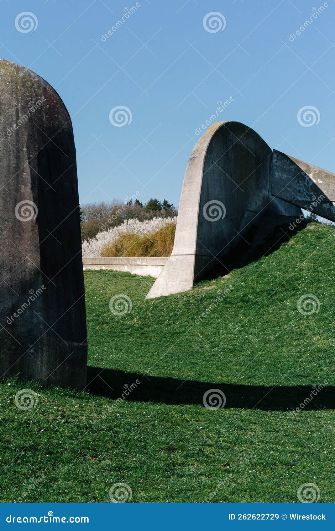 Big Arch Stone Wall on the Green Field Stock Image - Image of outdoor ...