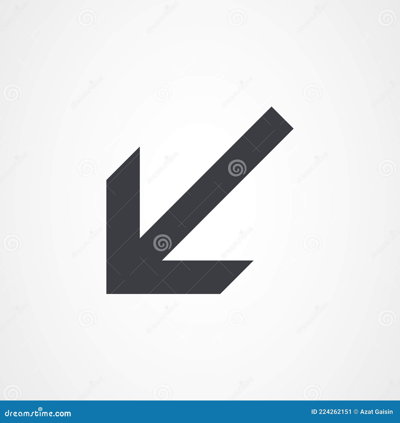 Big Arrow Outline Pointing Down Left, Arrow Icon Stock Illustration ...