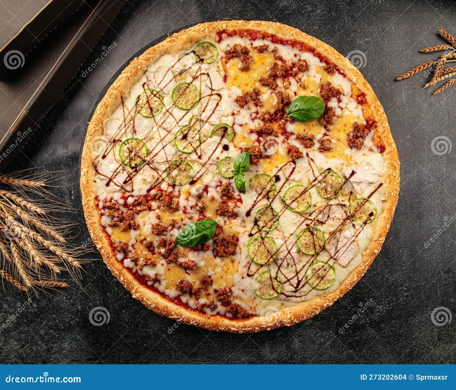 Big Assorted Pizza with Variety of Toppings Stock Photo - Image of ...