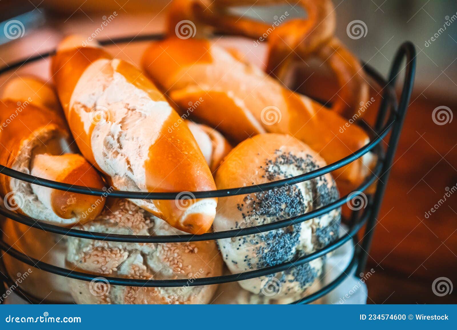 Big Assortment of Bread in a Basket Stock Photo - Image of breakfast ...