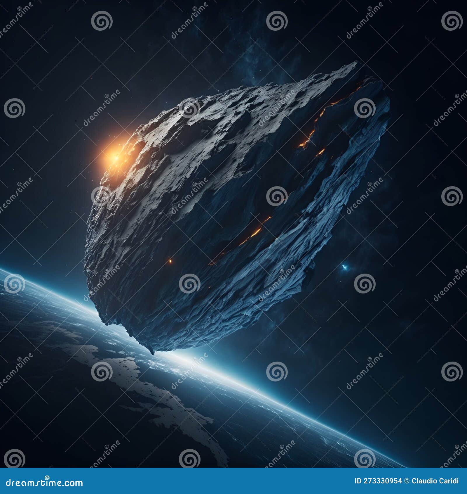 The Earth Set On Collision Orbit With Asteroids Royalty-Free Stock ...