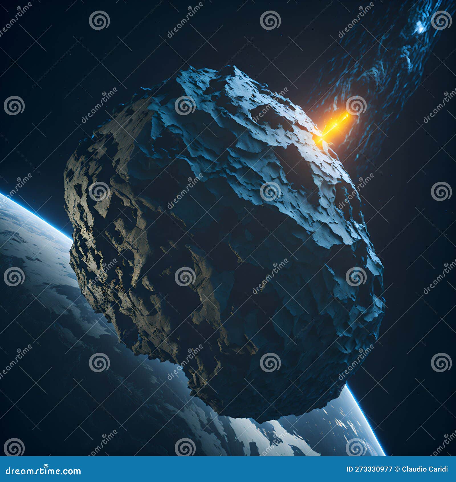 The Earth Set On Collision Orbit With Asteroids Royalty-Free Stock ...