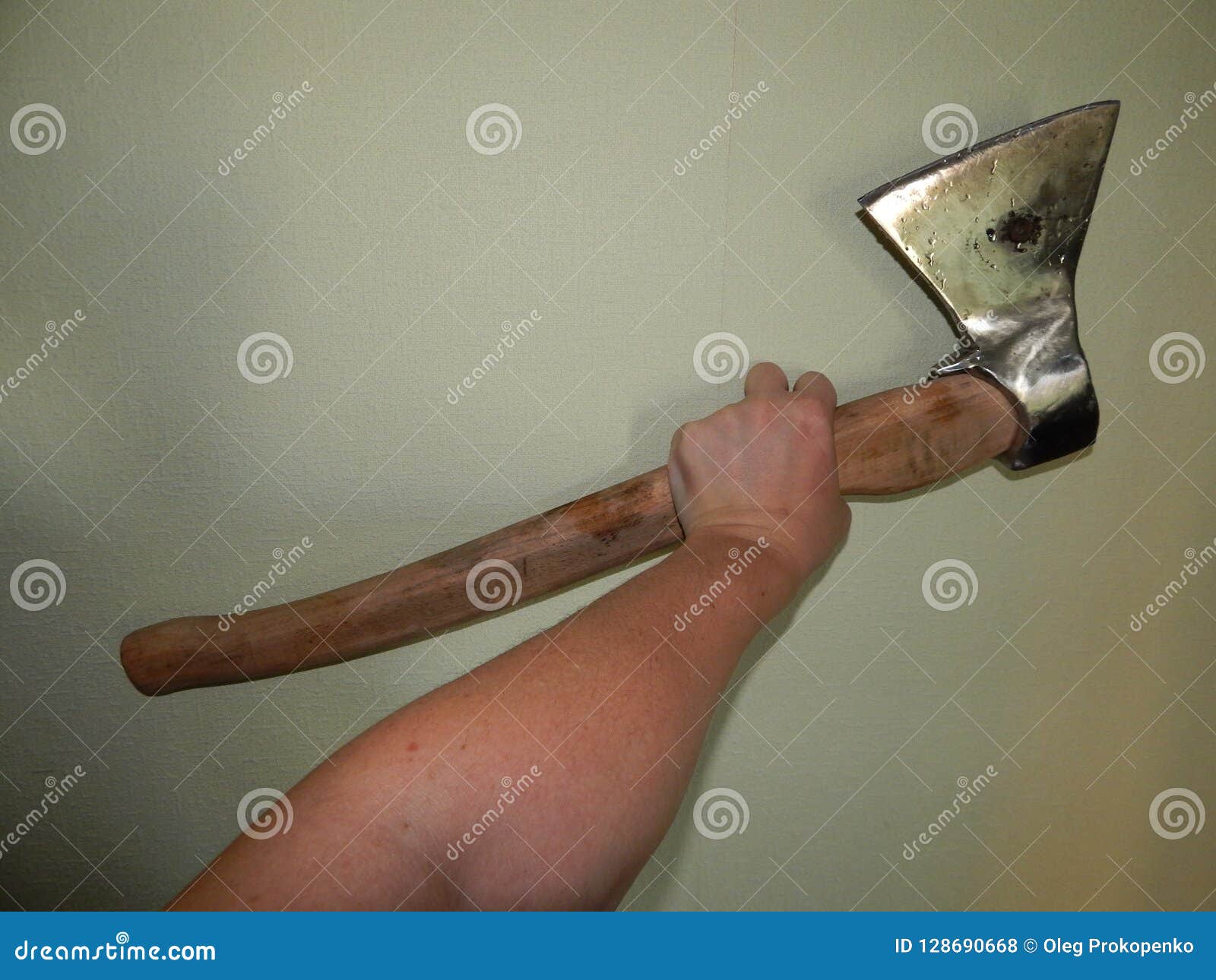 Big ax holding a man stock photo. Image of adult, work - 128690668