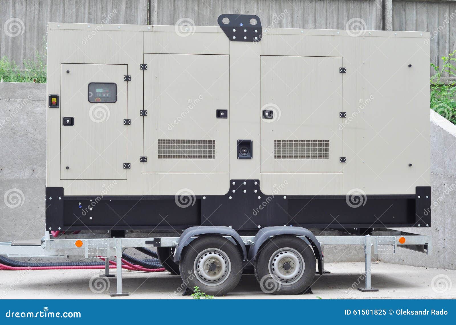 Old Diesel Mobile Generator Stands On A New Asphalt Road At A ...