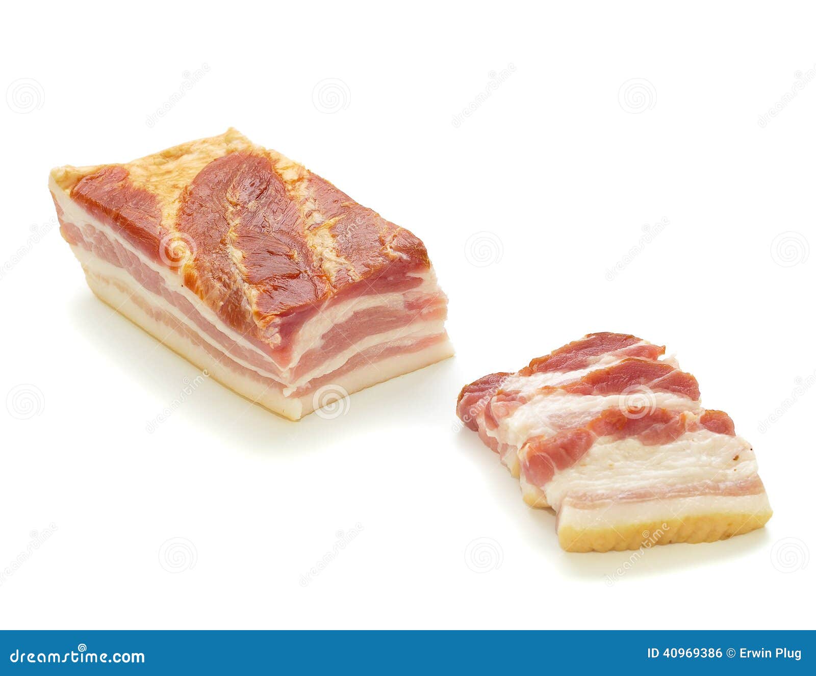 Big Bacon Part and Slices in Front Left Stock Photo - Image of filet ...