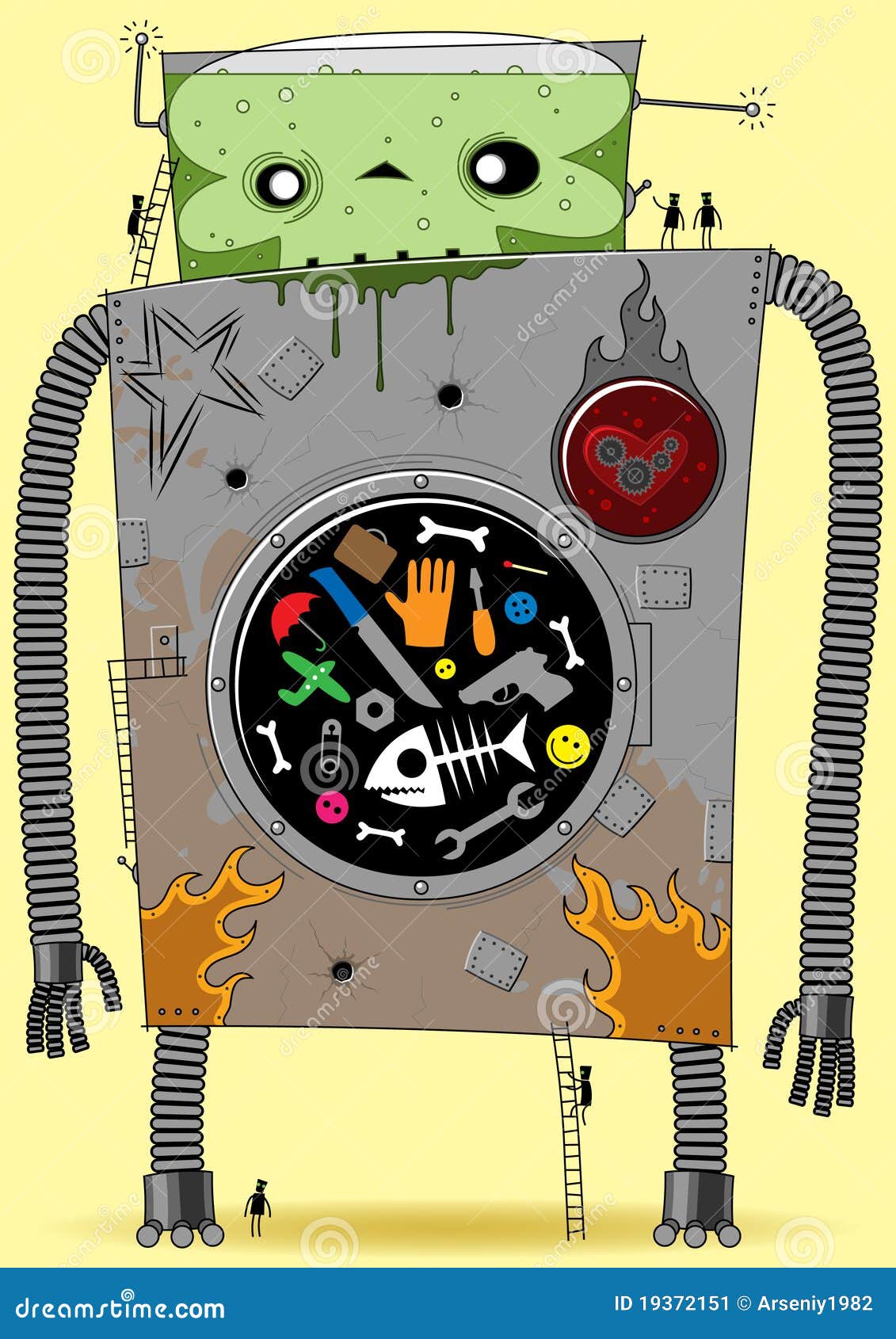 Big bad robot stock vector. Illustration of skull, machine - 19372151