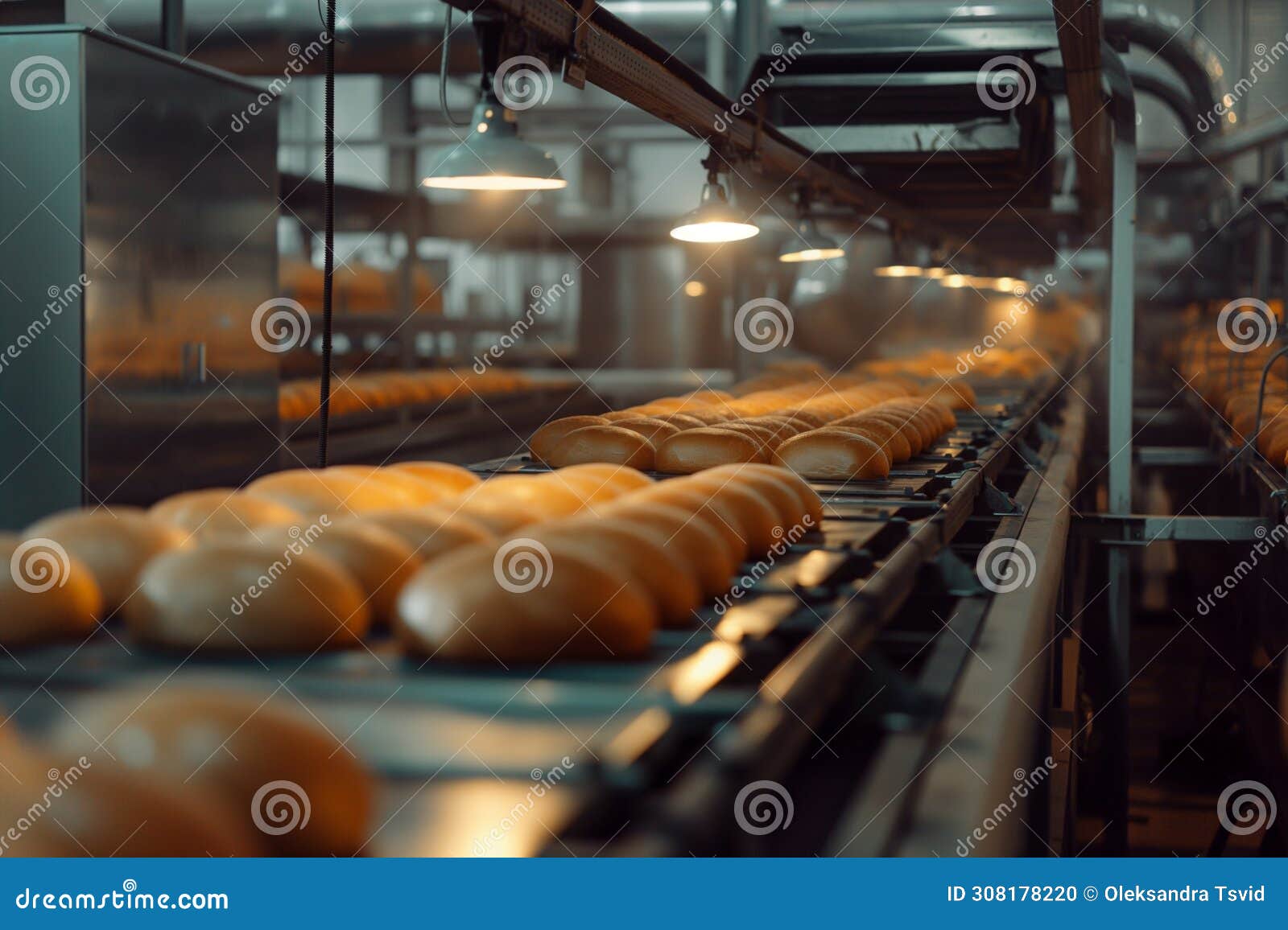 In a Big Bakery Industry, Baking Bread in Industrial Stock Photo ...