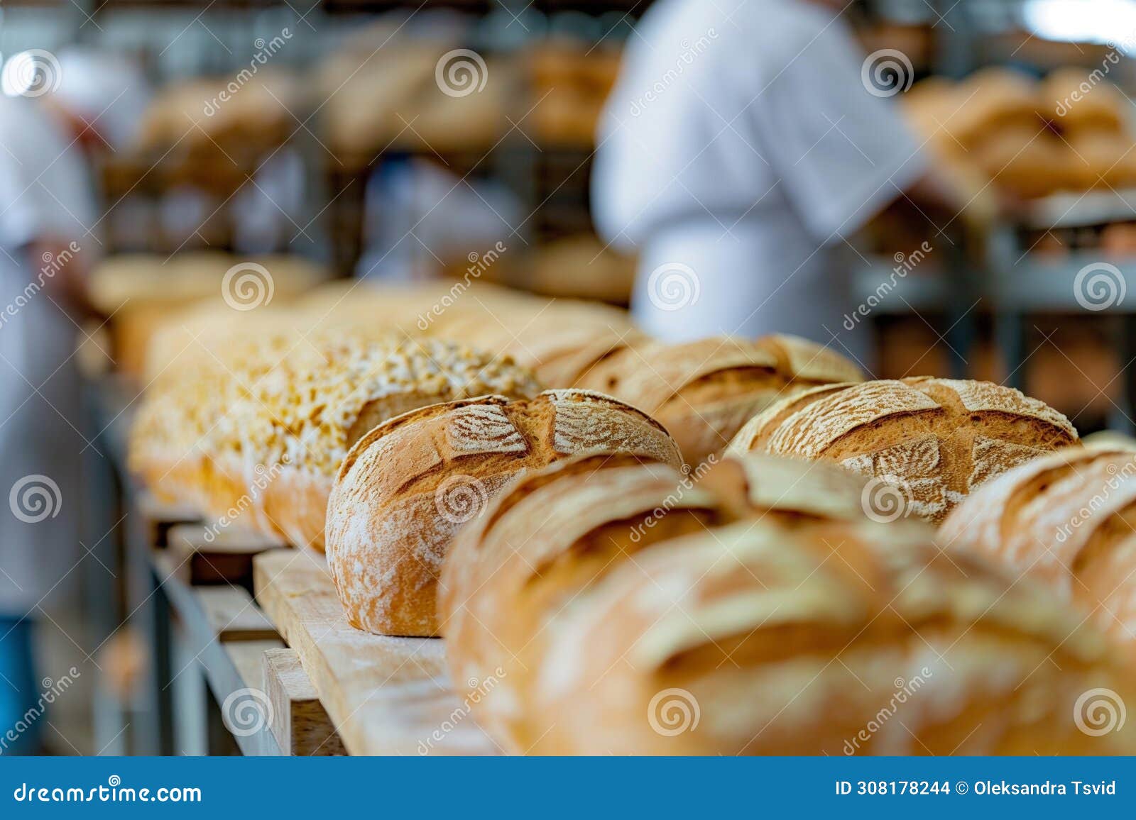 In a Big Bakery Industry, Baking Bread in Industrial Stock Photo ...