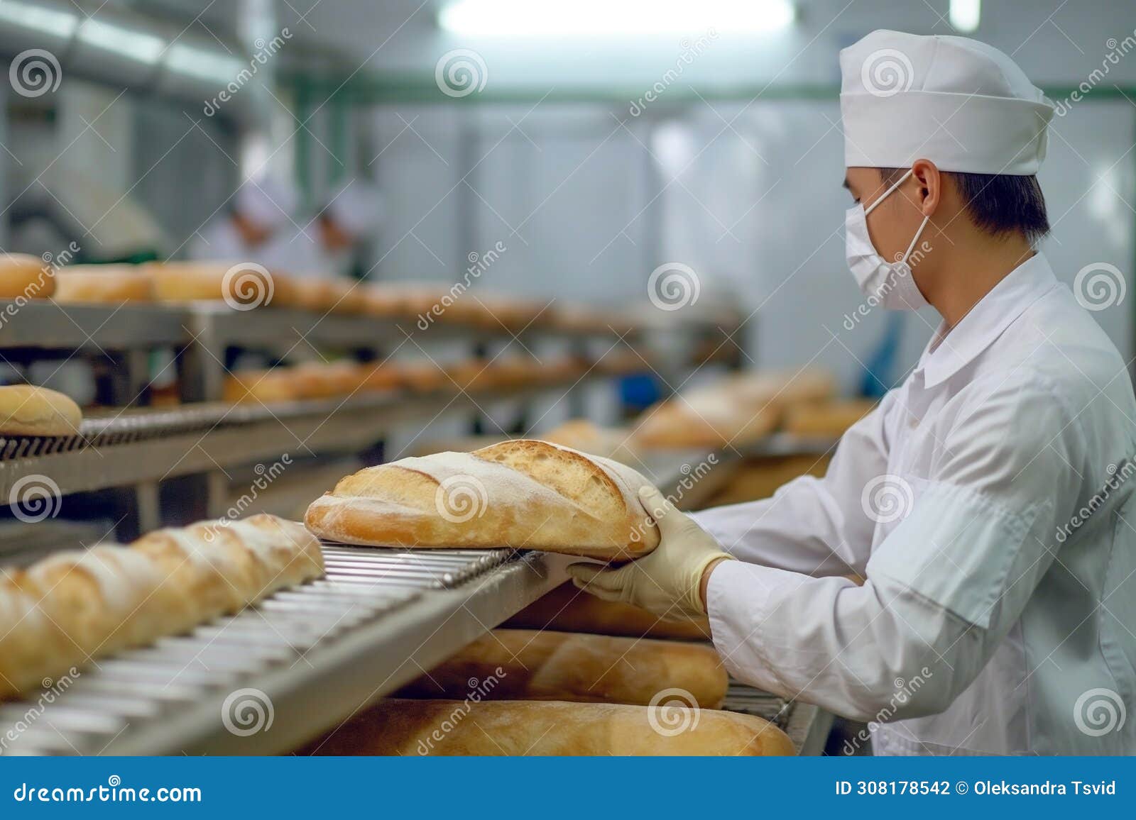 In a Big Bakery Industry, Baking Bread in Industrial Stock Photo - Image of cake, rise: 308178542