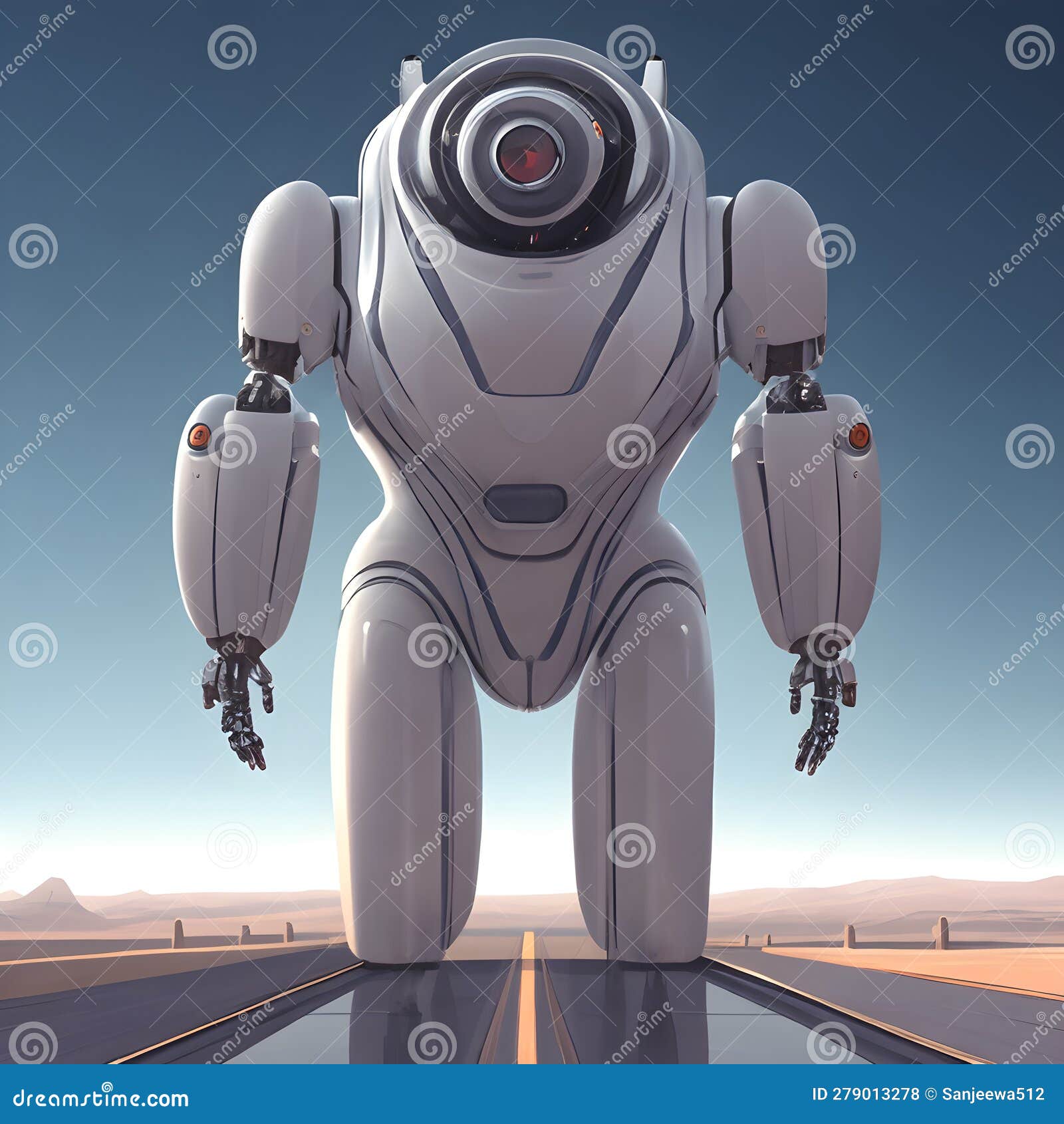 Big Balloon Robot on the Way Stock Illustration - Illustration of space ...