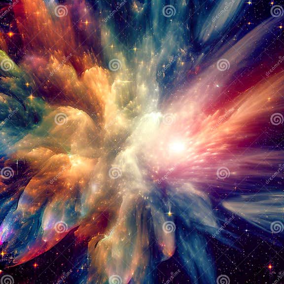The Big Bang Explodes the Universe into Existence Stock Illustration ...