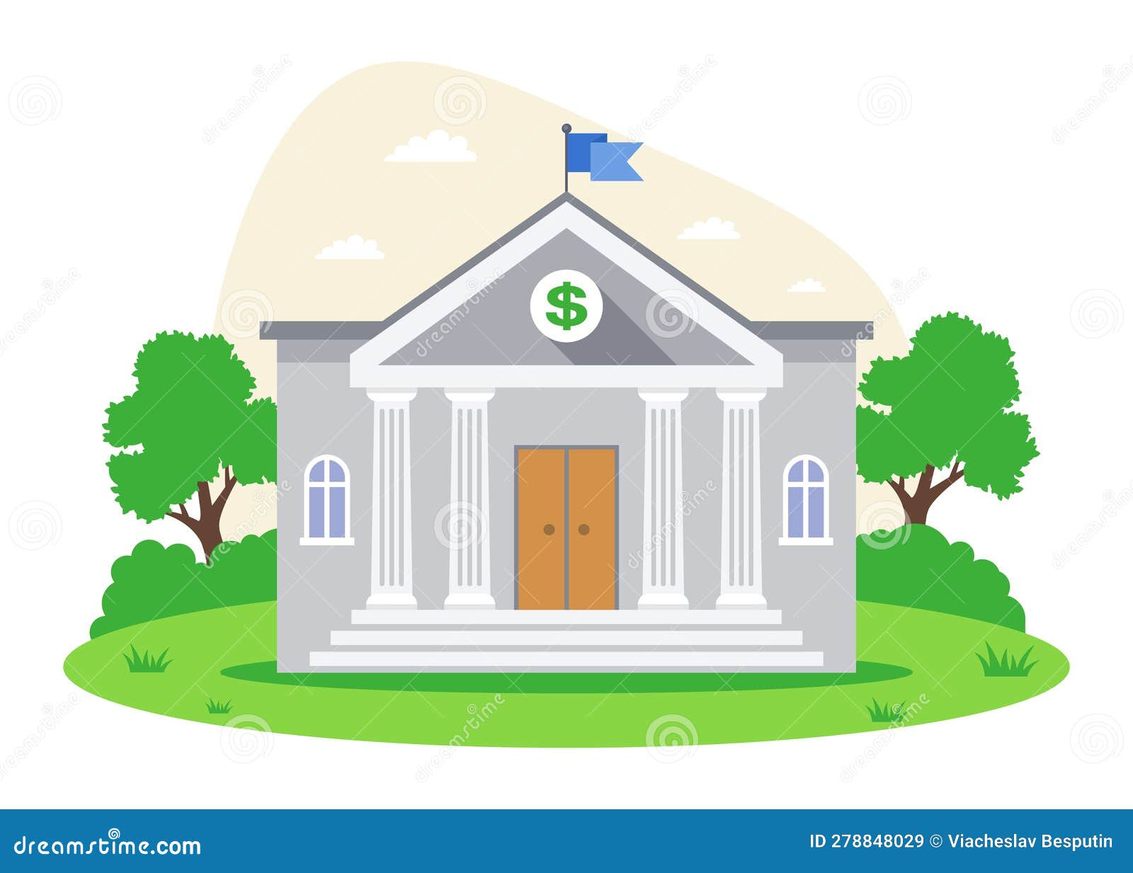 Big Bank Building. Building with Money Stock Vector - Illustration of ...