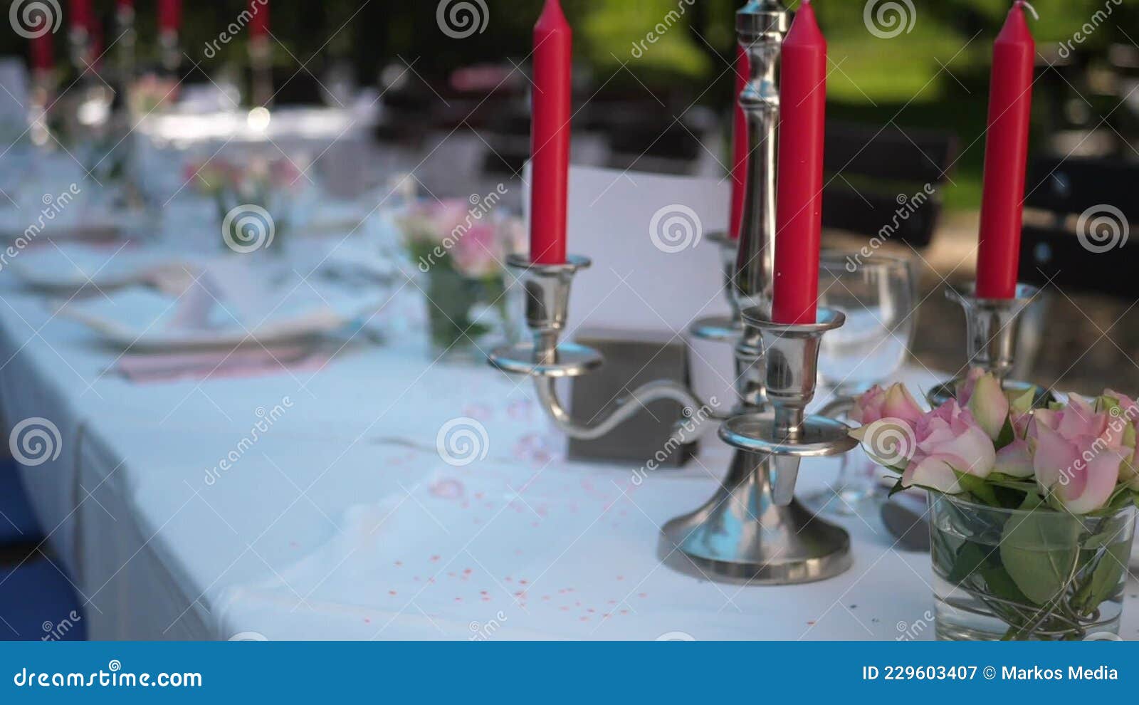 Big Banquet Table Beautiful Decorated Stock Video - Video of party ...