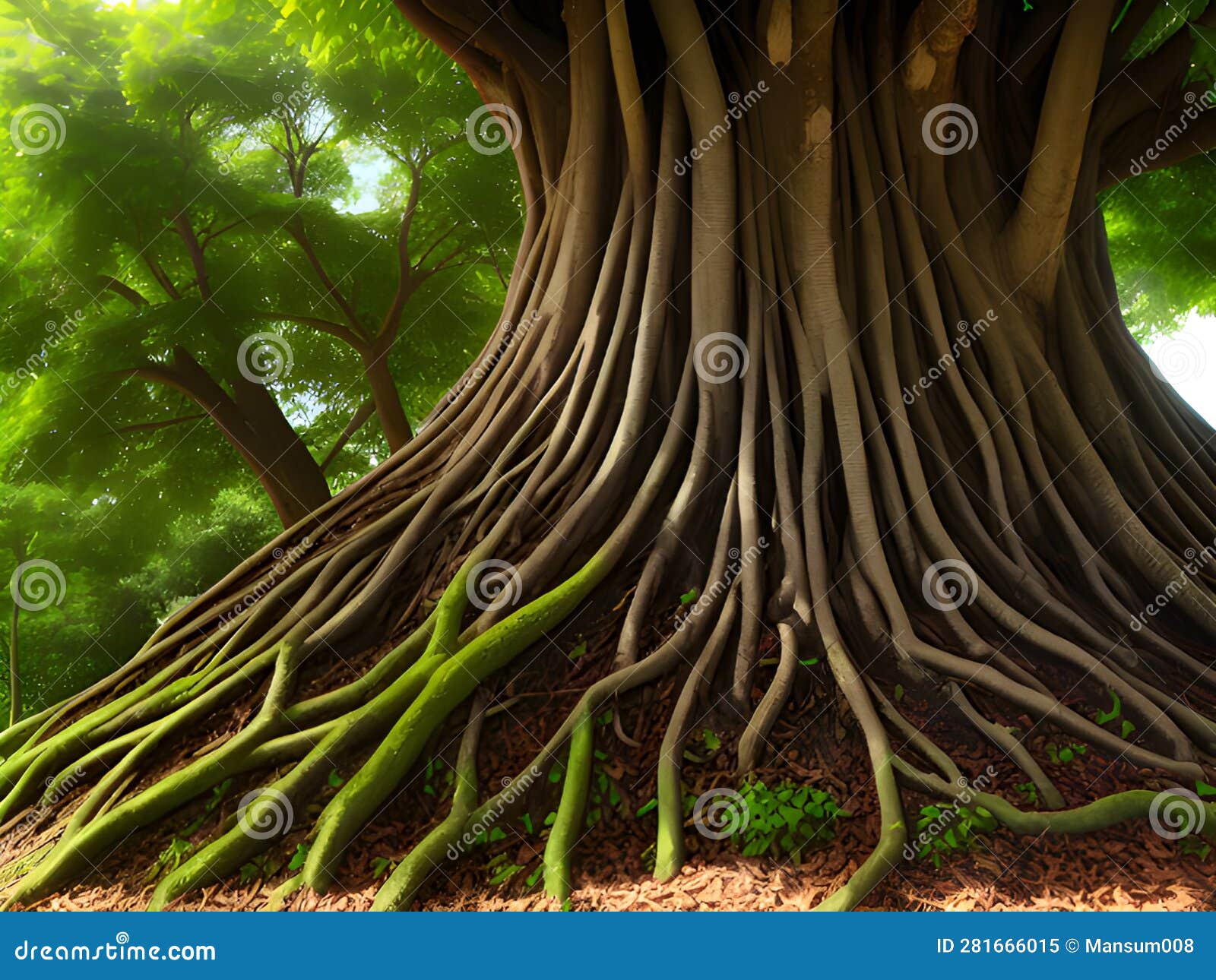 A Big Banyan Tree and Roots in Nature Garden, Ai Generated Stock ...