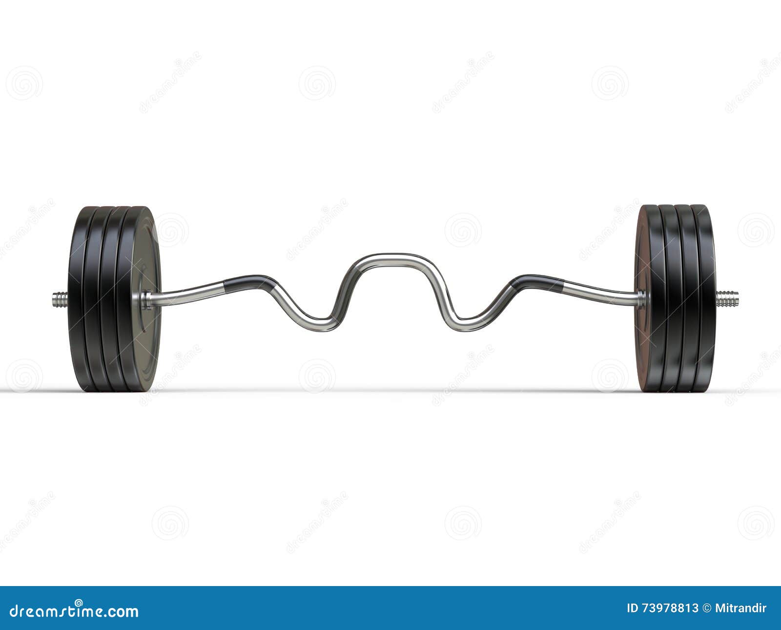 Big Barbell Weight with EZ Bar - Front View Stock Illustration ...