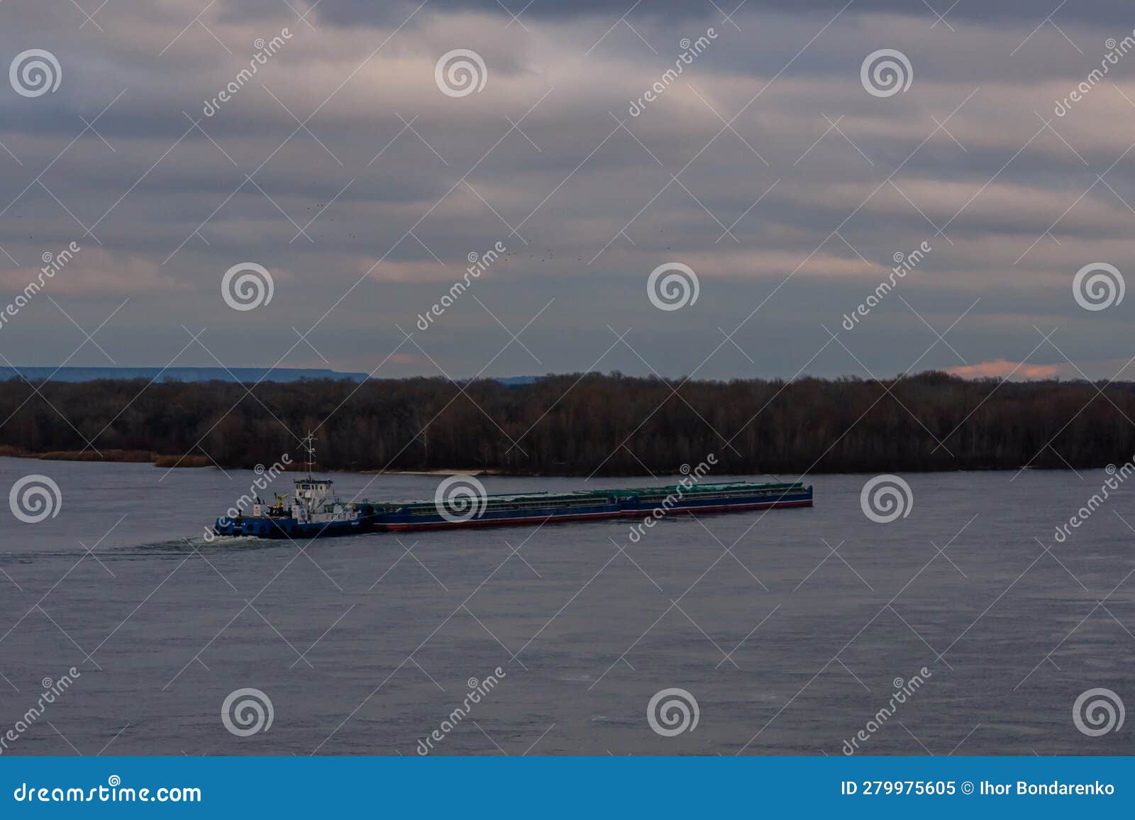 Big Barge on a River Dnieper Stock Image - Image of bridge, landscape ...