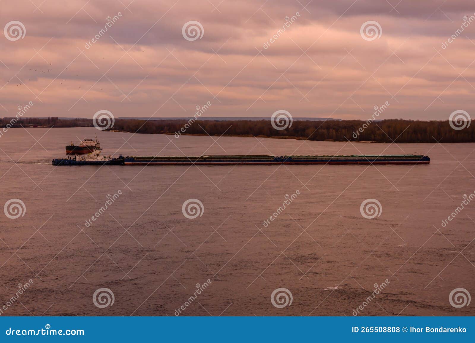 Big Barge and Ship on River Dnieper Stock Photo - Image of equipment ...