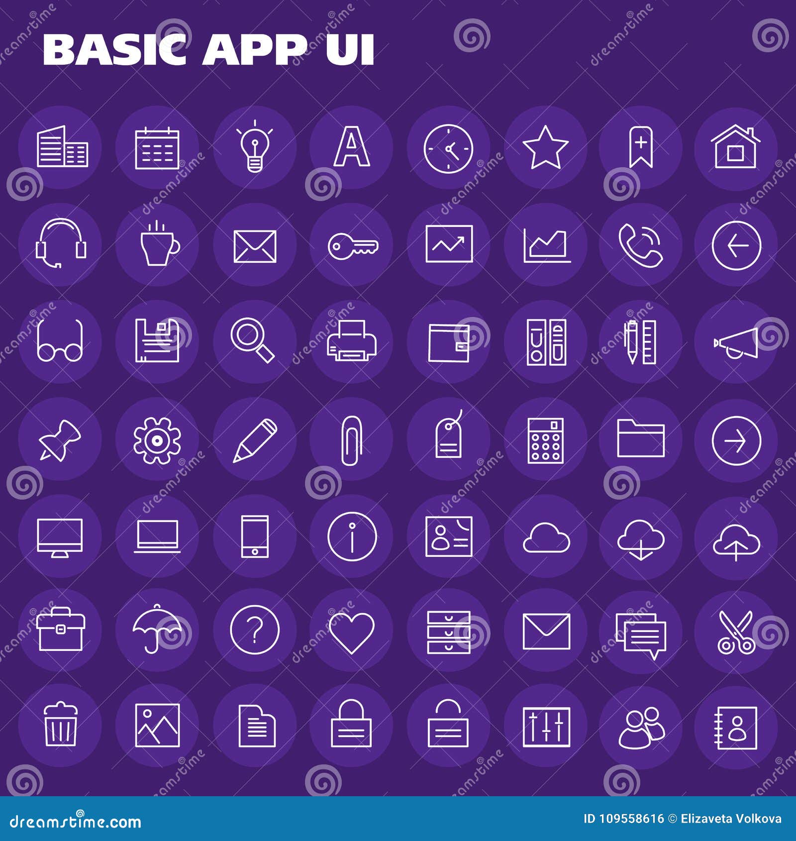 Big Basic App UI, UX and Office Linear Icon Set Stock Vector ...