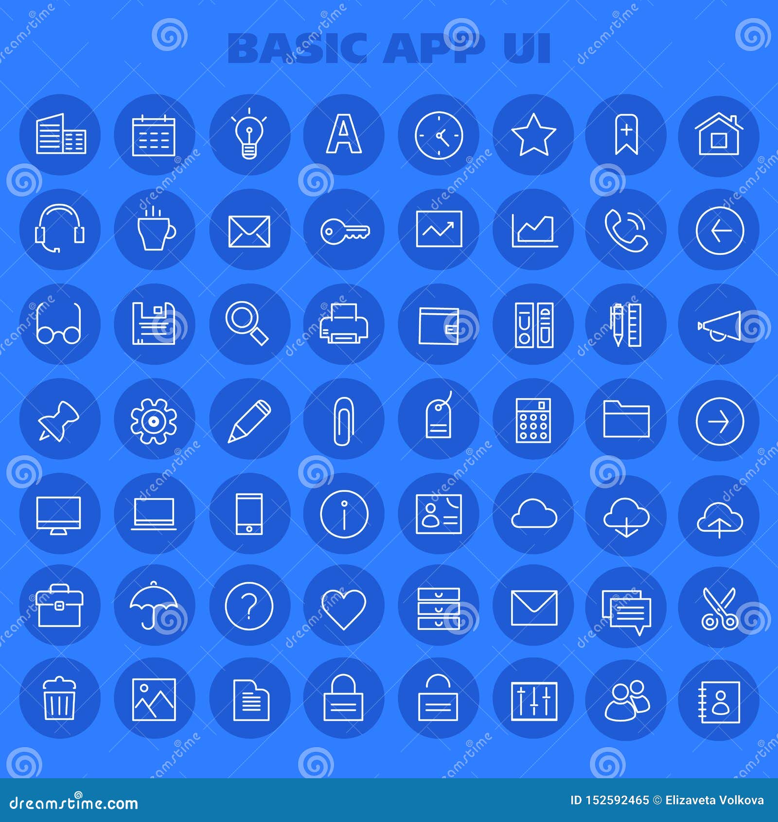 Big Basic App UI, UX and Office Linear Icon Set Stock Vector ...