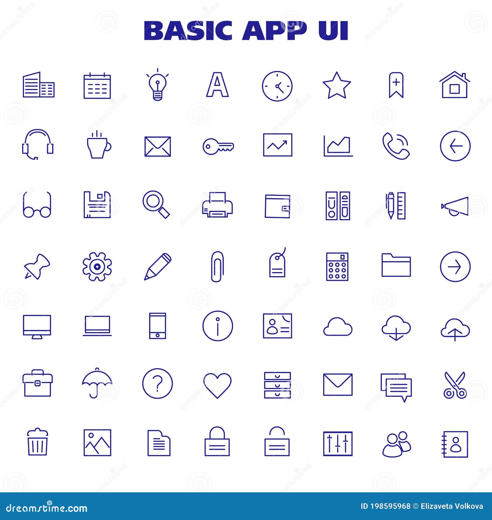 Big Basic App UI, UX and Office Linear Icon Set Stock Vector ...