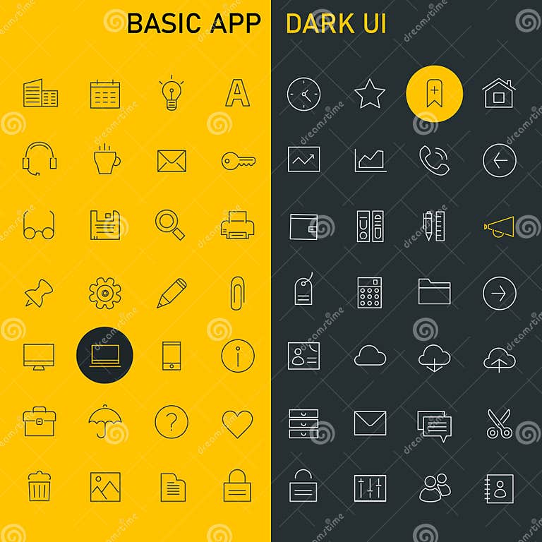 Big Basic App UI, UX and Office Linear Icon Set Stock Vector ...