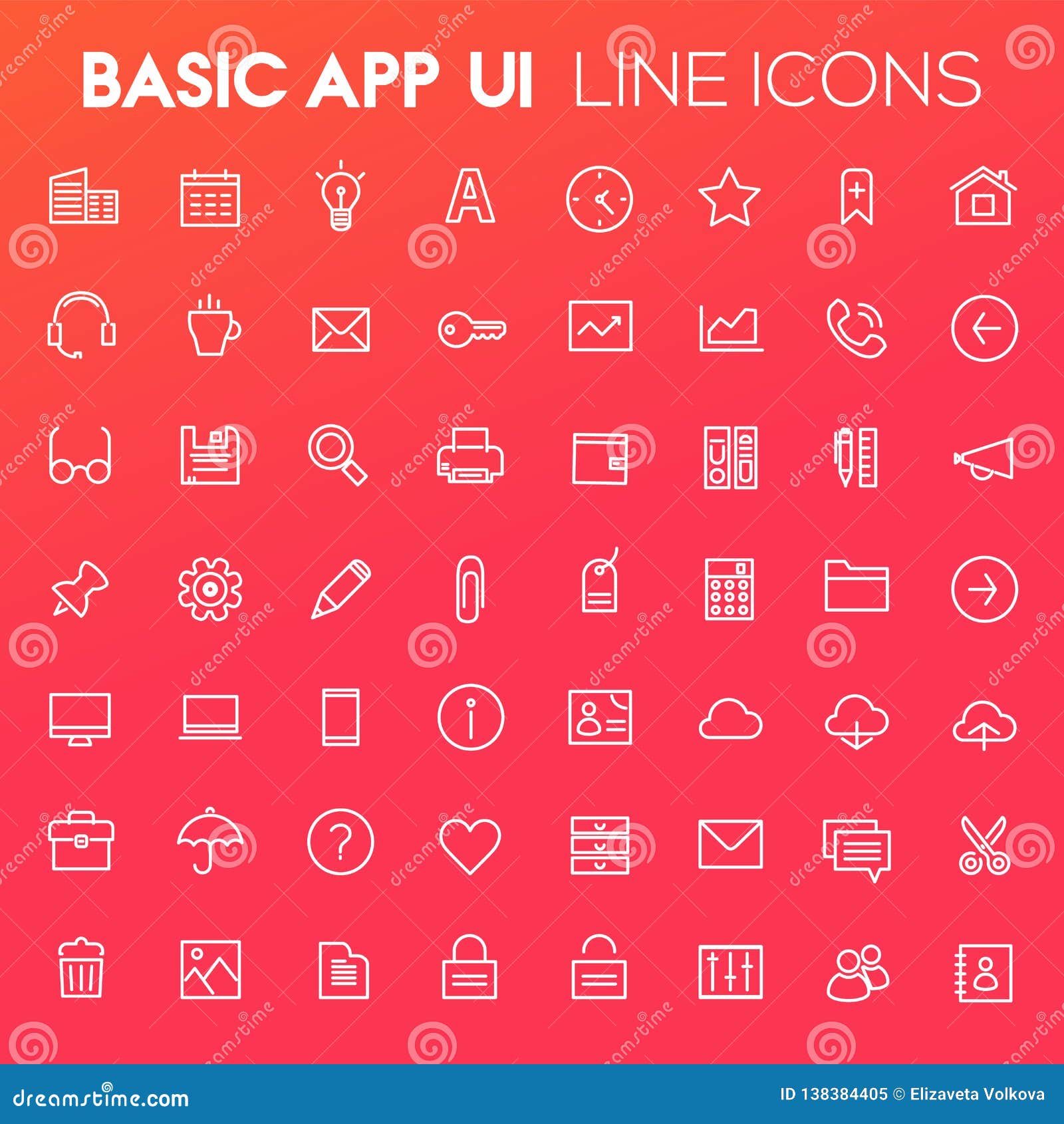 Big Basic App UI, UX and Office Linear Icon Set Stock Vector ...