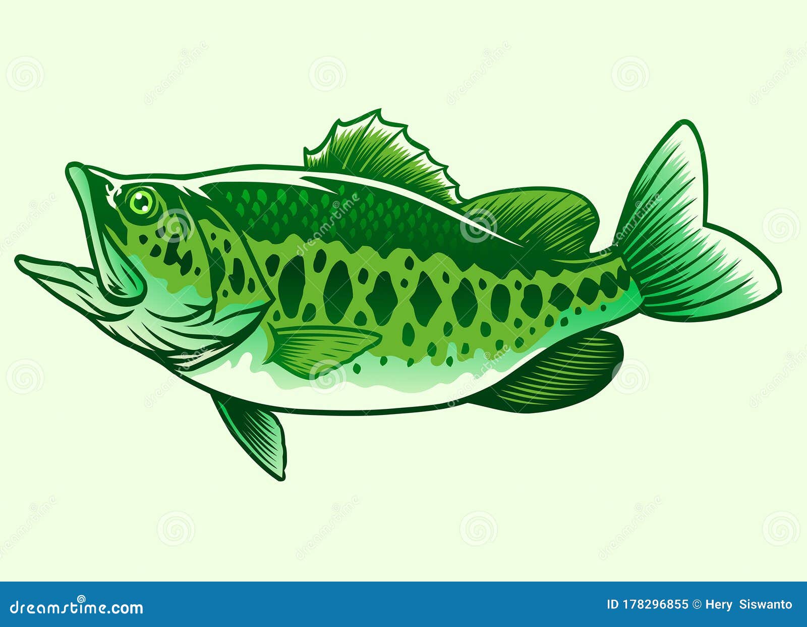 Big bass green fish stock vector. Illustration of design - 178296855