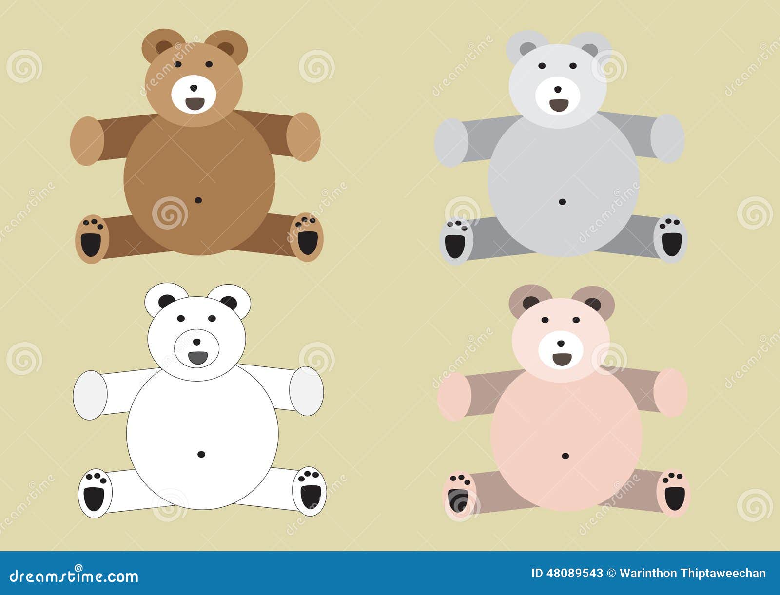Big bear set stock vector. Illustration of smile, brown - 48089543