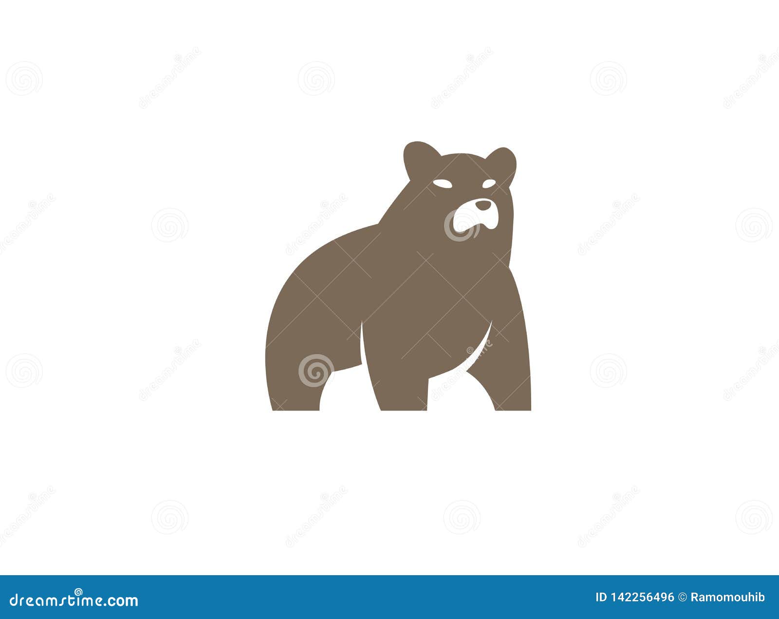 Big Bear Standing and Looking at the Side Logo Stock Illustration ...