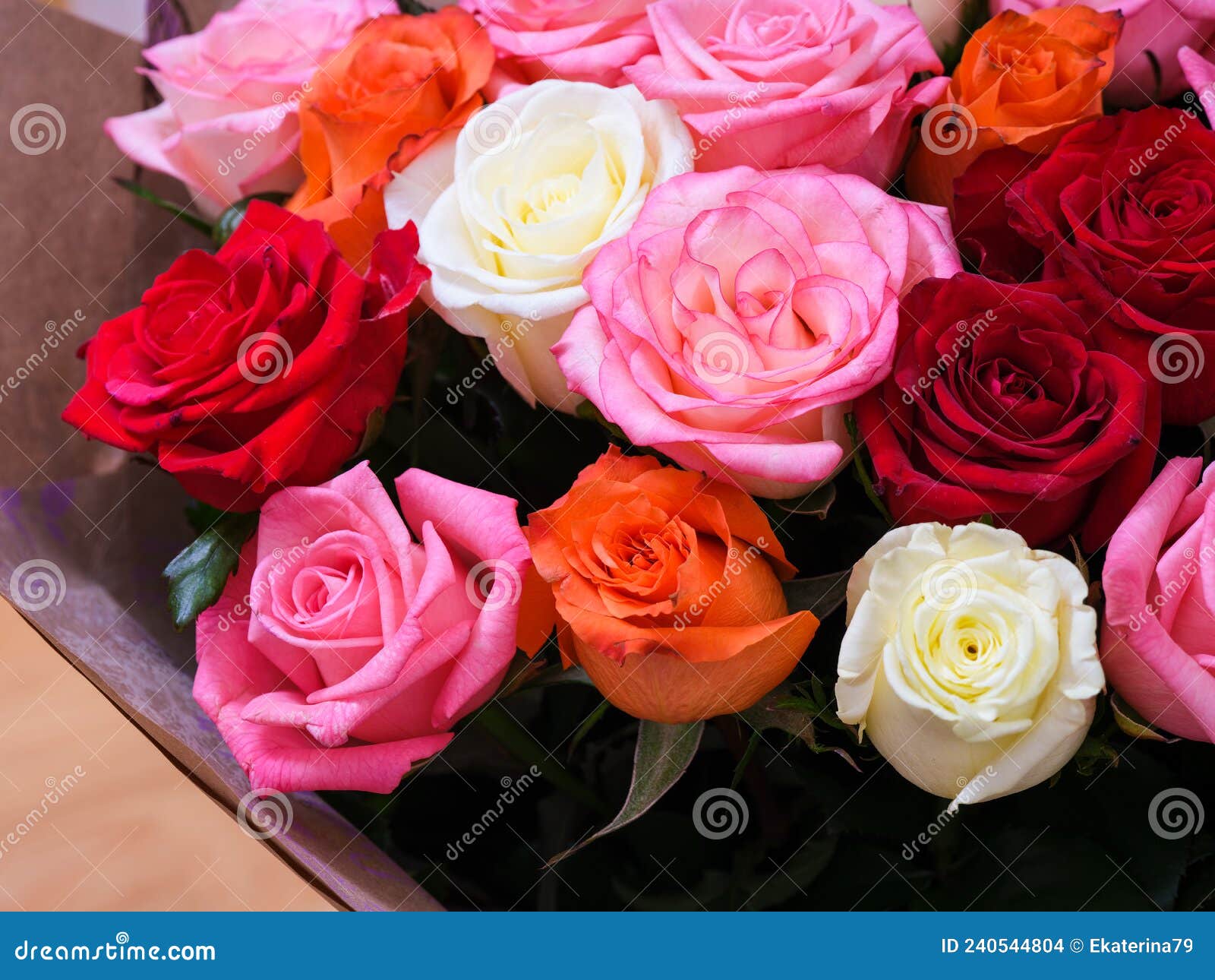 Big Beautiful Bouquet of Multicolour Roses Stock Photo - Image of ...
