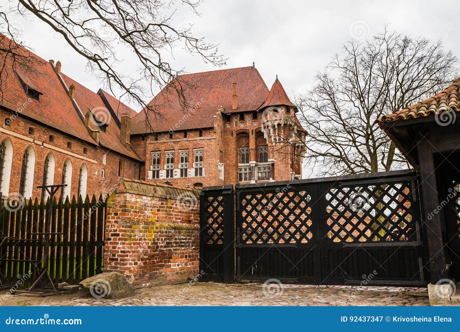Big Beautiful Castle Made of Red Brick Stock Image - Image of landmark ...