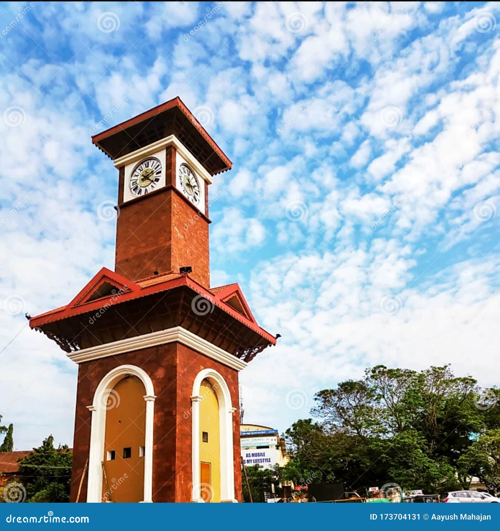 Big Beautiful Clock Tower in the Square Stock Image - Image of blue ...