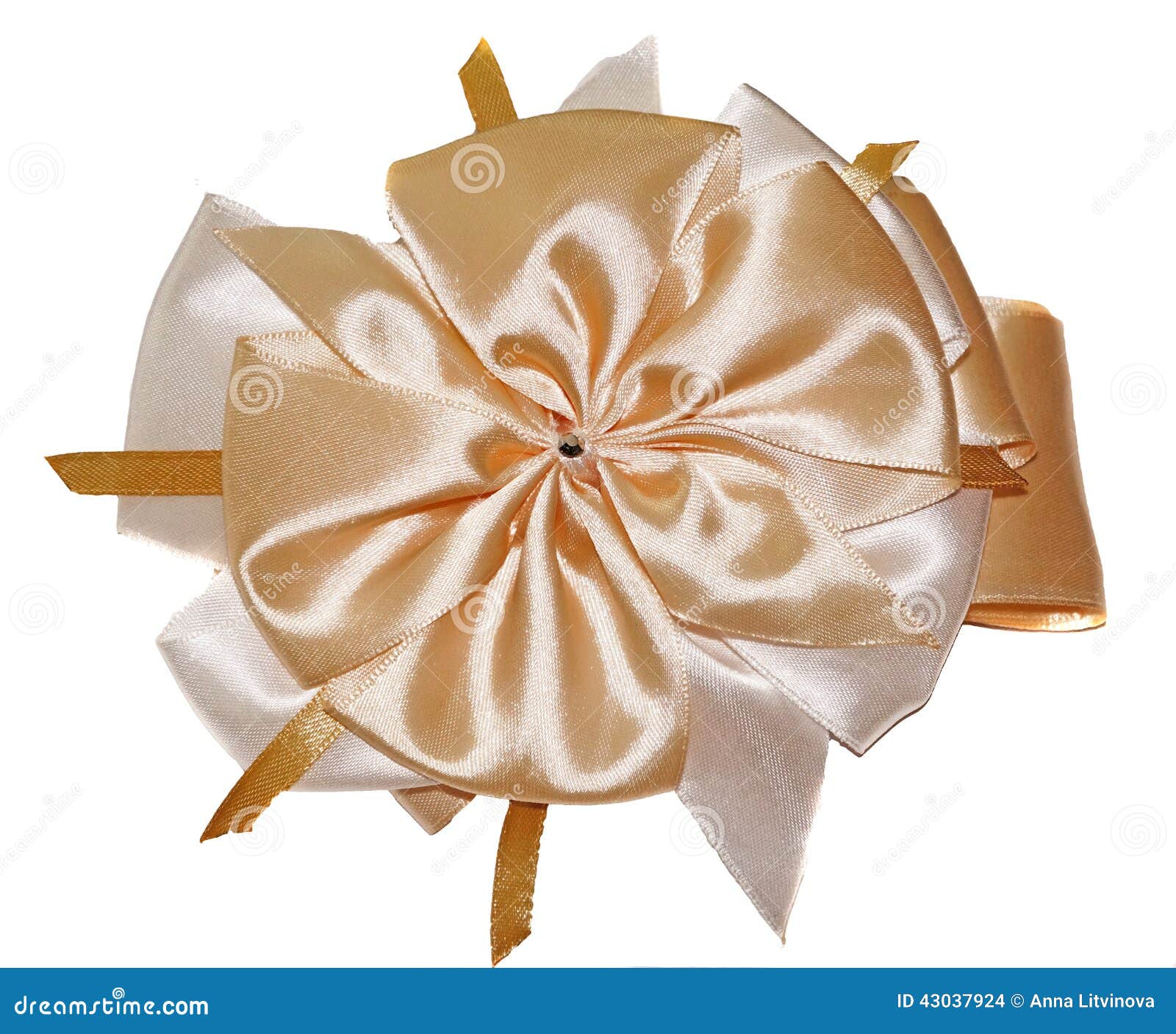 Big Beautiful Cream-colored Bow Isolated on White Stock Photo - Image ...