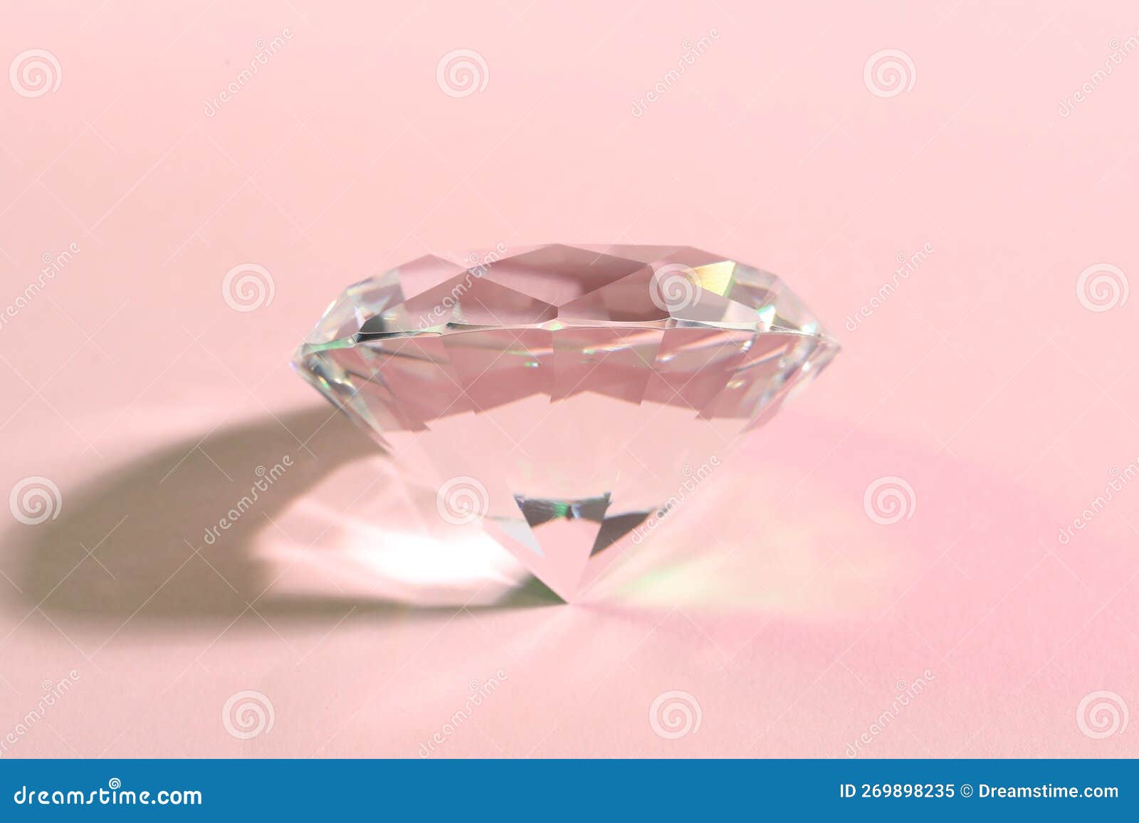 Big Beautiful Dazzling Diamond on Pink Background Stock Image - Image ...
