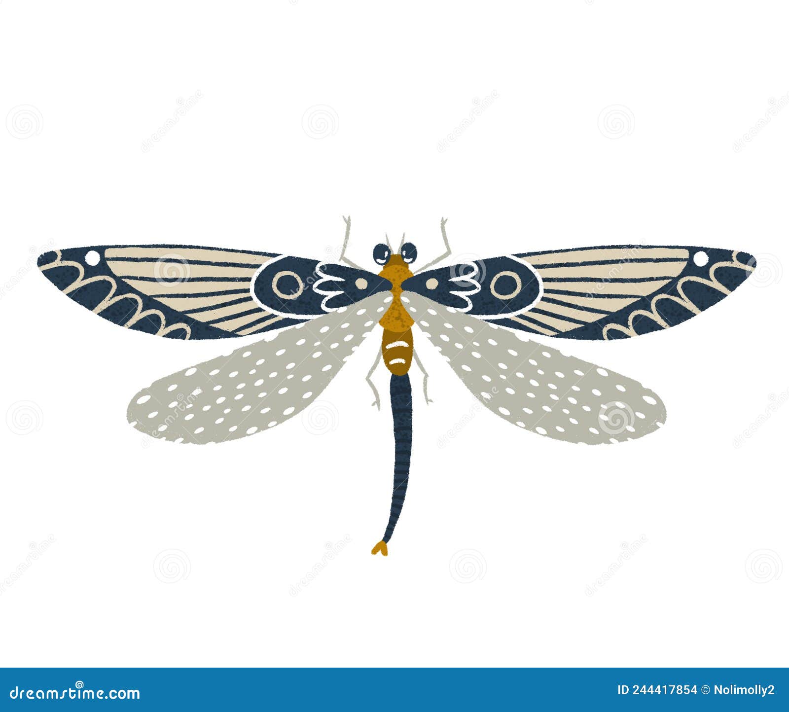 Big Beautiful Exotic Dragonfly with Texture, Hand Drawing Stock ...