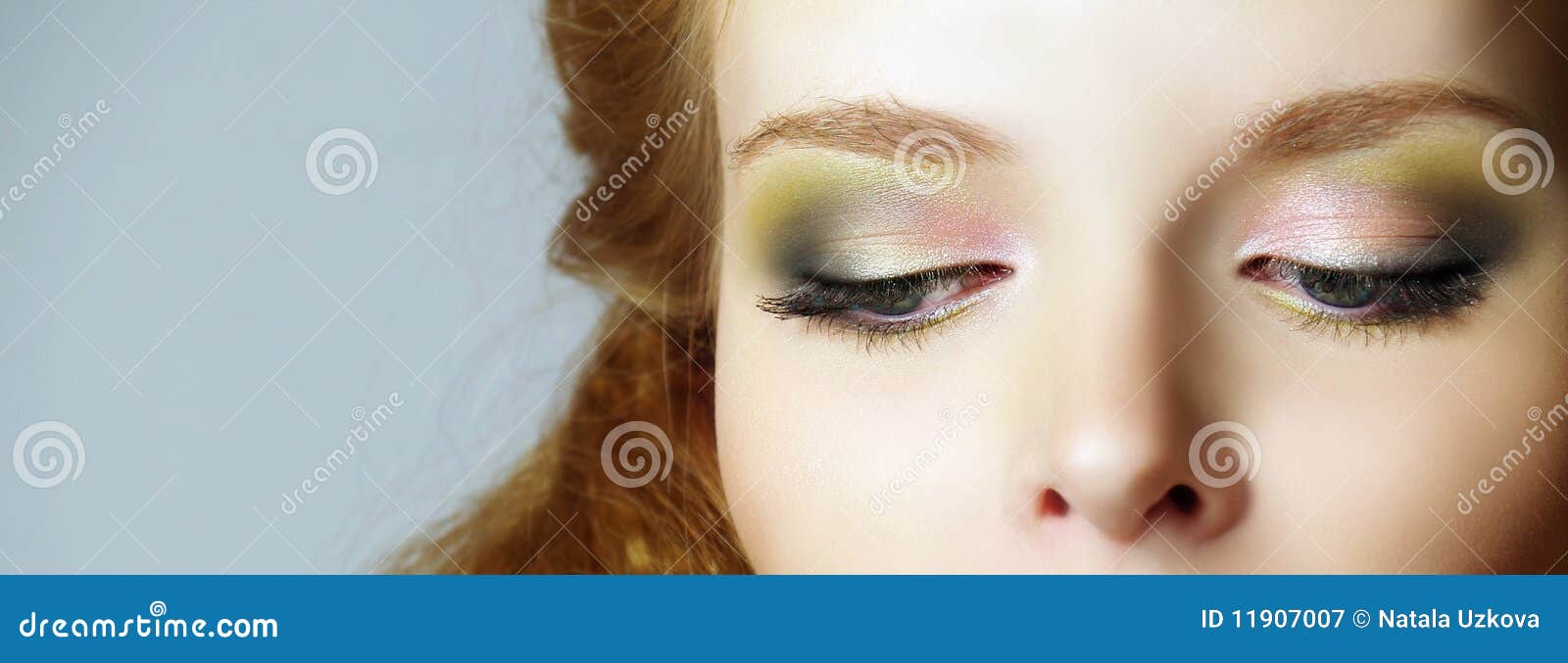 The Big Beautiful Eyes of the Young Women Stock Image - Image of ...