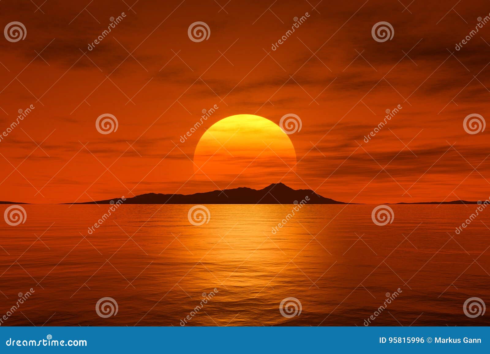 Fantasy Sunset Floating Islands With Cascading Waterfalls And Birds ...