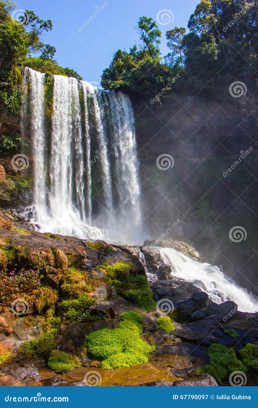 Big beautiful waterfall stock image. Image of jungle - 67790097