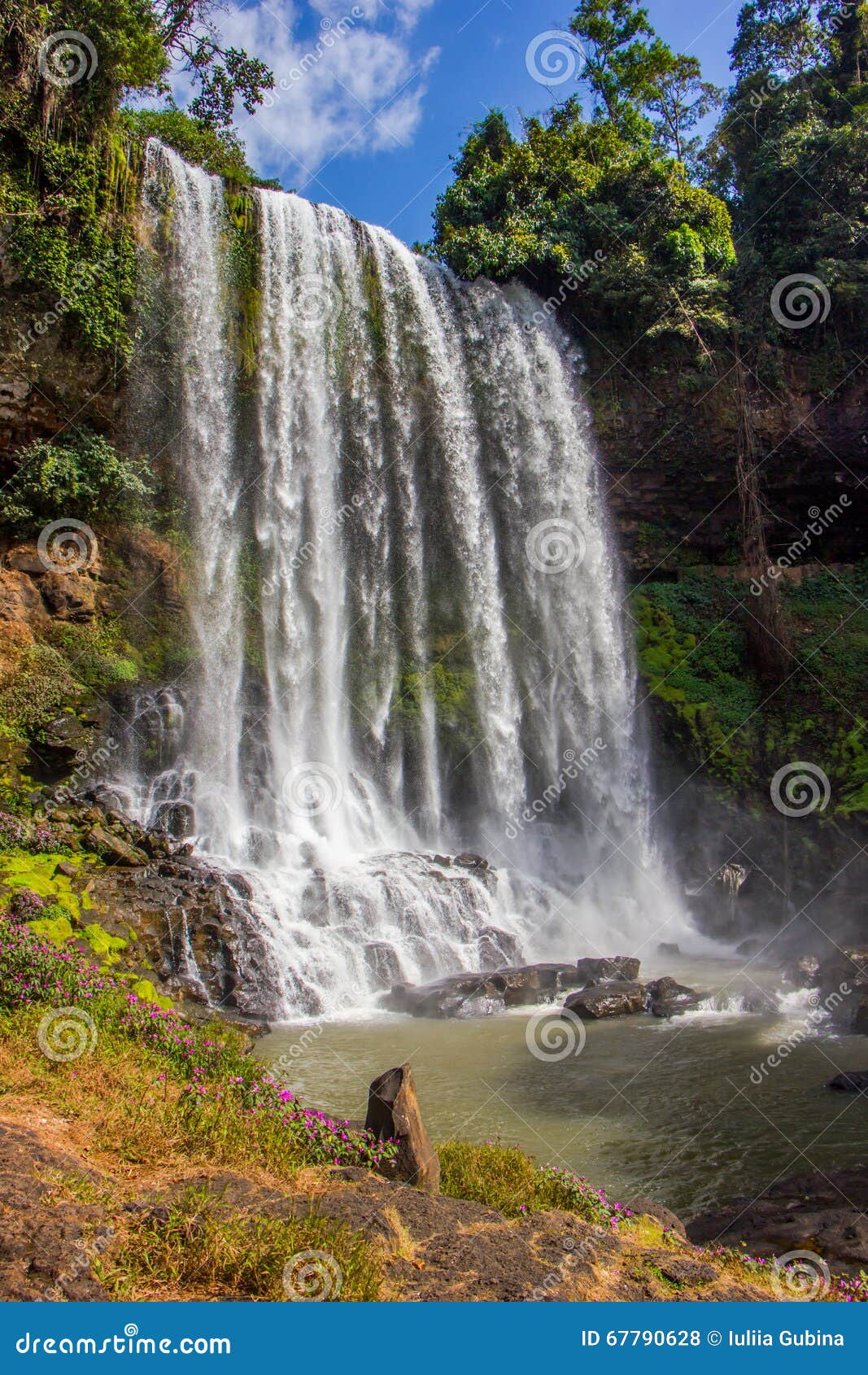 Big beautiful waterfall stock photo. Image of landscape - 67790628