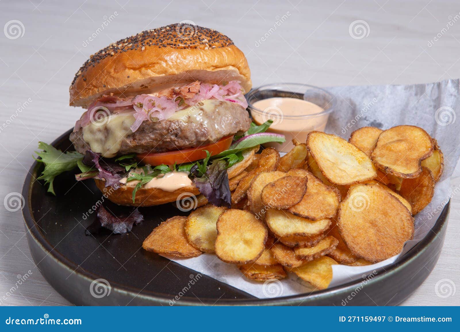 Big beef burger stock image. Image of caloric, fresh - 271159497