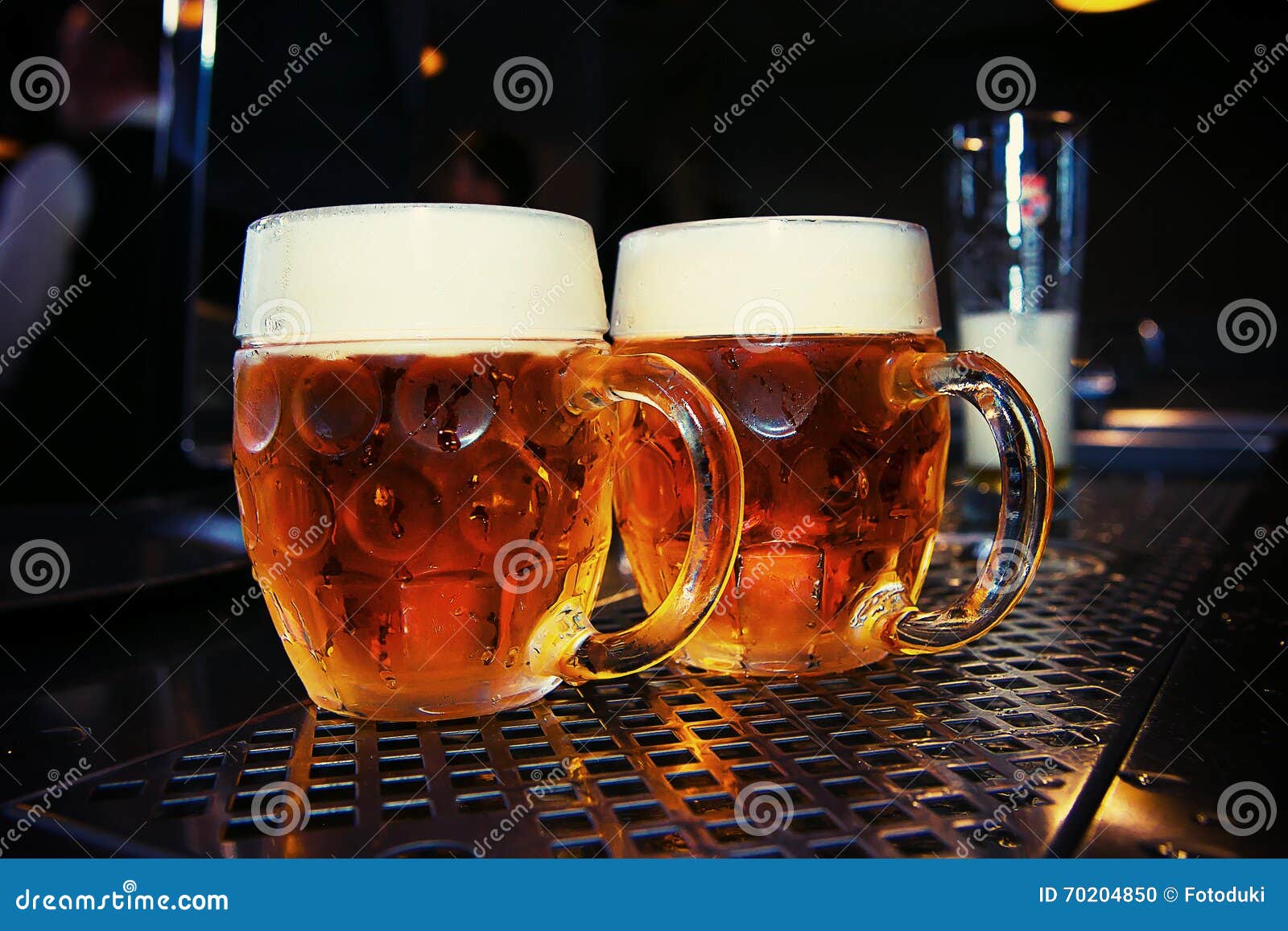 Big Beer Glass on Bar Table. Closeup Stock Photo - Image of life, white ...