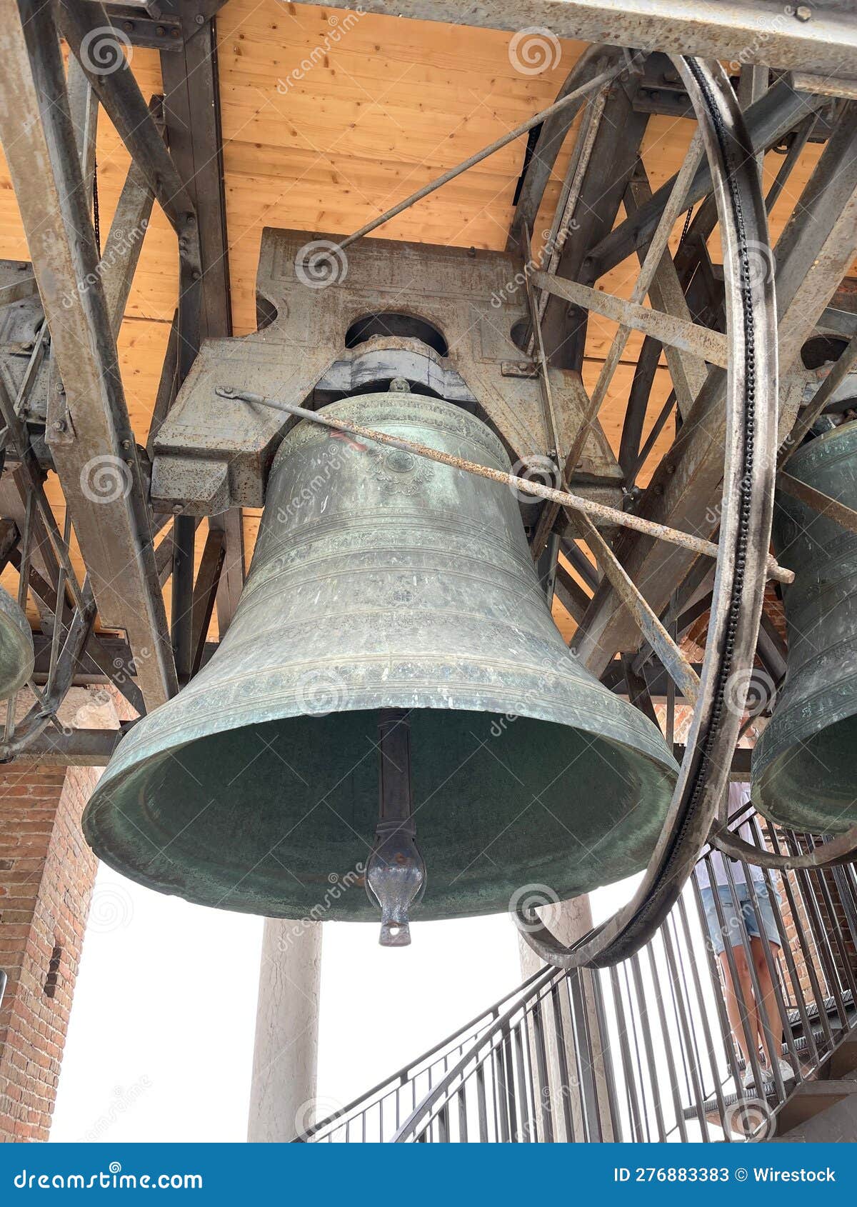 Big Bell Attached To a Beam of Wood Stock Image - Image of decor ...