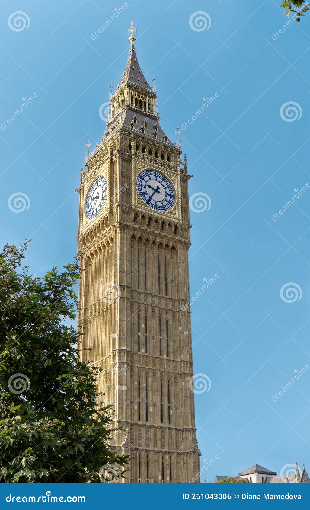 The Big Ben and blue sky stock photo. Image of river - 261043006